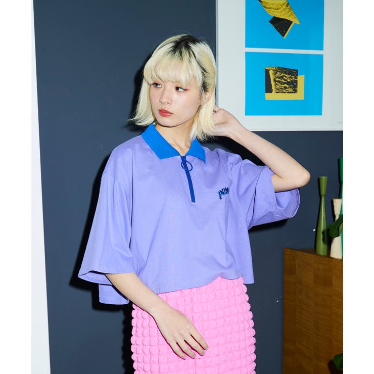 ワンポイントハーフZIPポロシャツ[品番：PNYW0004379]｜PUNYUS （プニュズ）のレディースファッション通販｜SHOPLIST（ショップリスト）
