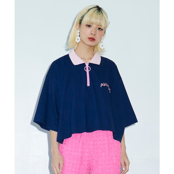 ワンポイントハーフZIPポロシャツ[品番：PNYW0004379]｜PUNYUS （プニュズ）のレディースファッション通販｜SHOPLIST（ショップリスト）