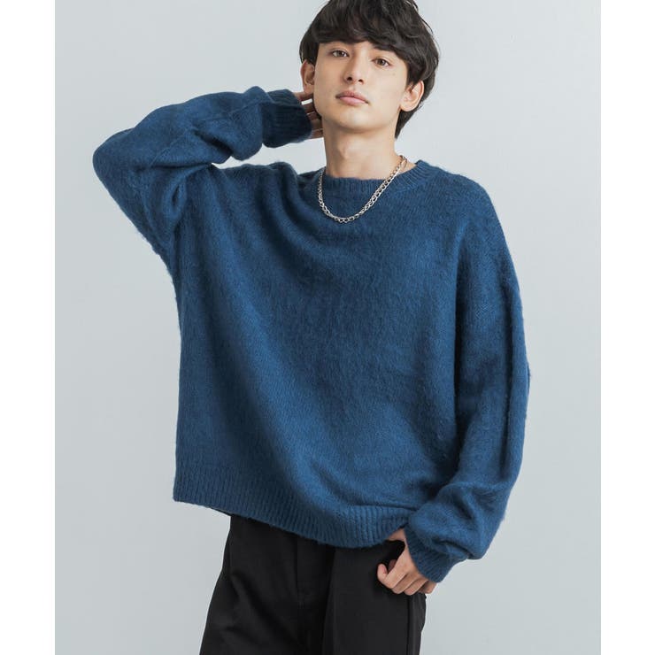 モヘアタッチニット クルーネックセーター オーバーサイズ[品番 モヘアタッチニット クルーネックセーター オーバーサイズ[品番