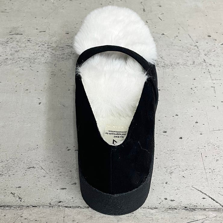 ファー付厚底モカシン シンプル カジュアル 内ボア[品番：INCS0003410