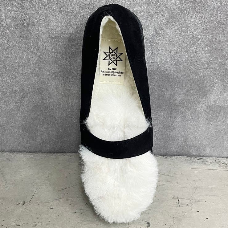 ファー付厚底モカシン シンプル カジュアル 内ボア[品番：INCS0003410