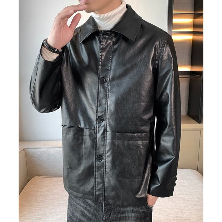 SETUP7】フェイクレザーシングルジャケット KNF037[品番：TTMW0000974