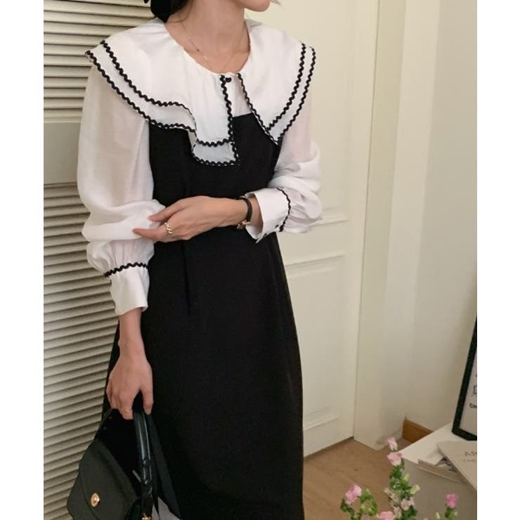 【SETUP7】フリルビッグカラー切り替えタックワンピース SCCH329[品番：TTMW0000718]｜SETUP7【WOMEN】（セットアップセブン）のレディースファッション通販 ...