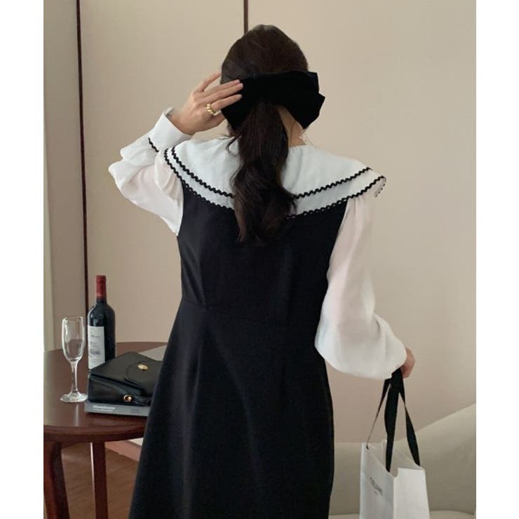 【SETUP7】フリルビッグカラー切り替えタックワンピース SCCH329[品番：TTMW0000718]｜SETUP7【WOMEN】（セットアップセブン）のレディースファッション通販 ...