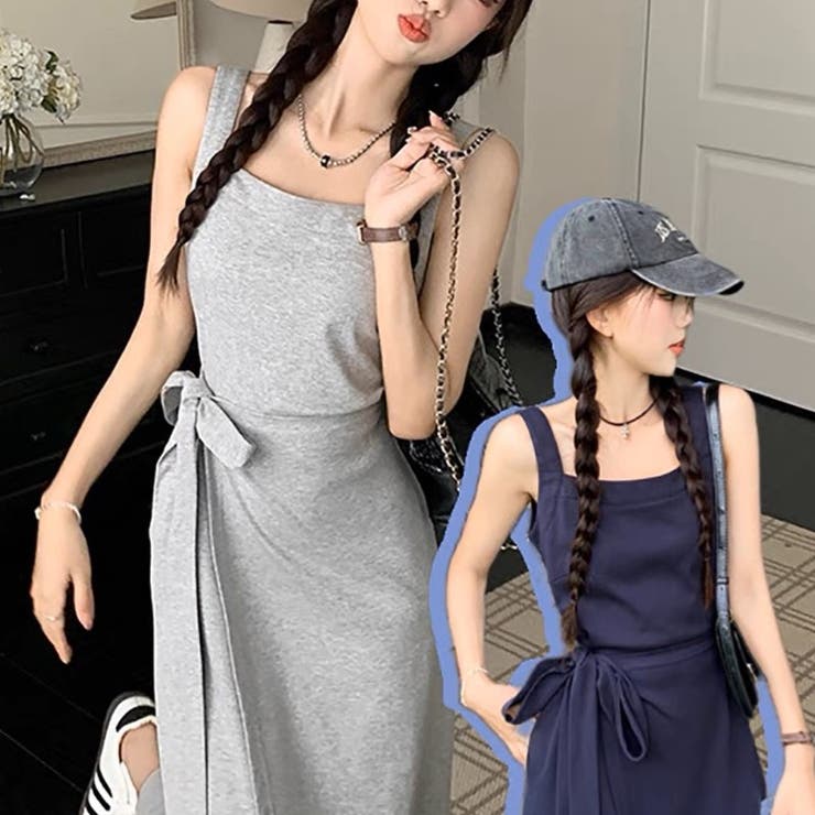 ワンピース ワンピドレス キャミワンピ ロング丈 マキシ丈 袖なし