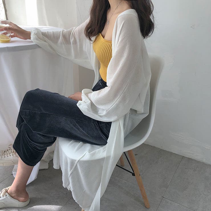 ロングシアーカーディガン はおり 透け感[品番:SHNW0007425 ロングシアーカーディガン はおり 透け感[品番:SHNW0007425