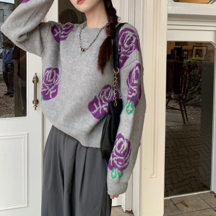 ローズ柄ジャガードニット[品番：SHNW0010189]｜LADY LIKE （レディライク ）のレディースファッション通販｜SHOPLIST ...