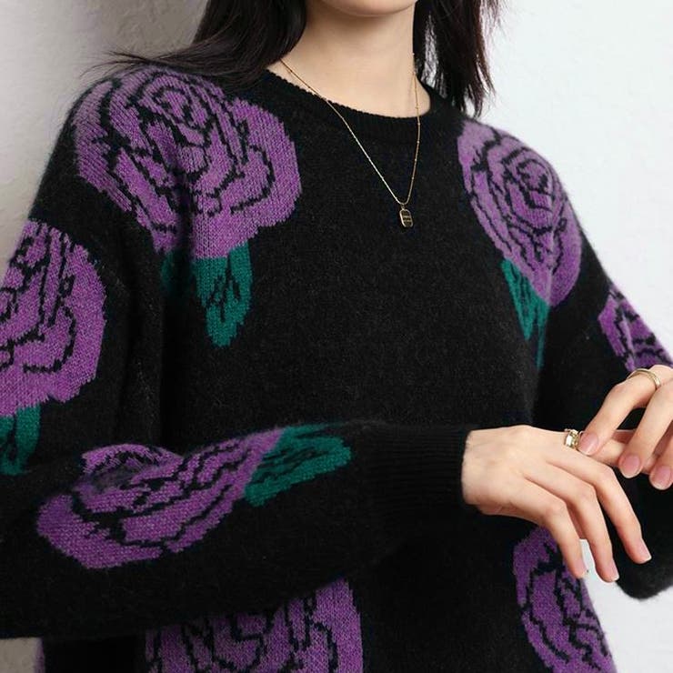 ローズ柄ジャガードニット[品番：SHNW0010189]｜LADY LIKE （レディライク ）のレディースファッション通販｜SHOPLIST ...