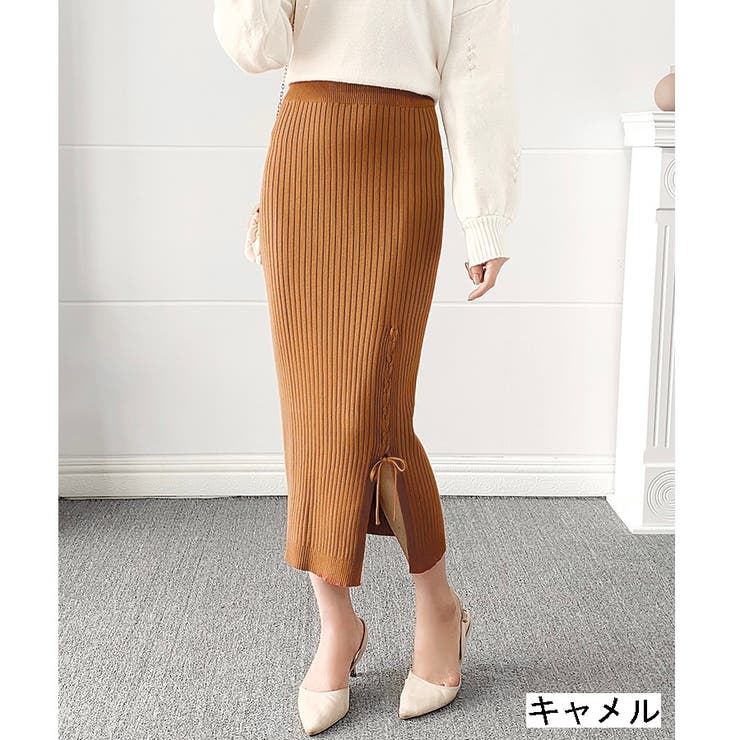 サイドスリットリブニットスカート[品番：SHNW0007933]｜LADY LIKE （レディライク ）のレディースファッション通販 ...