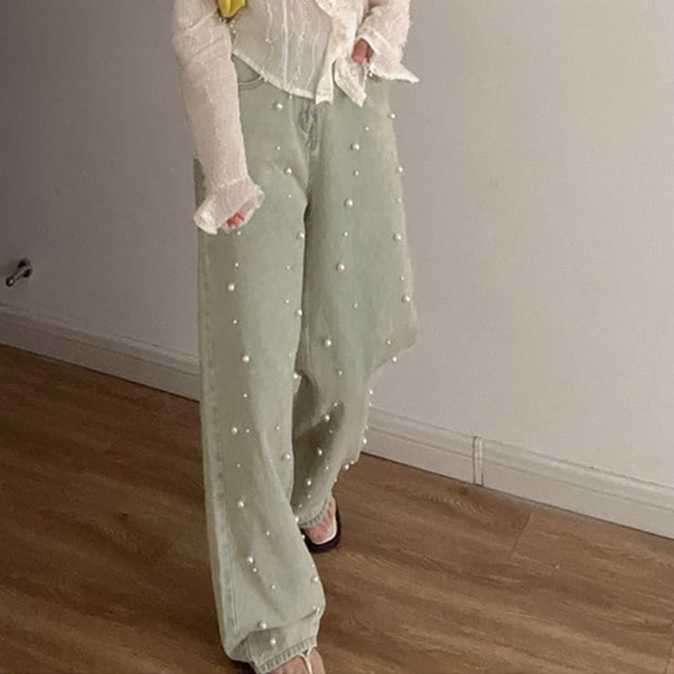 デニムパンツ パール デニムワイドパンツ[品番:JRKW0004678 デニムパンツ パール デニムワイドパンツ[品番:JRKW0004678