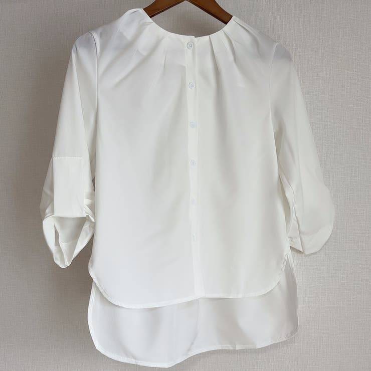 シャツ キーネック フロントタック[品番:JRKW0005378 シャツ キーネック フロントタック[品番:JRKW0005378