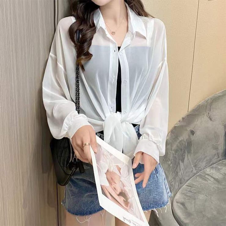 夏服 チュニックシャツ カーディガン[品番:JRKW0002852 夏服 チュニックシャツ カーディガン[品番:JRKW0002852