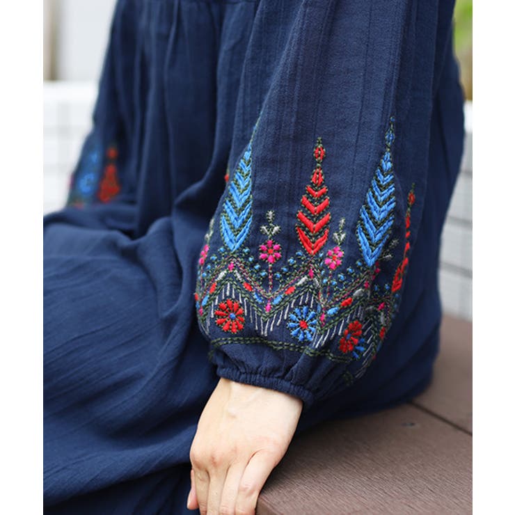 ワンピース チチカカ メキシコアウトライン刺繍 hwiba048 ワンピース チチカカ メキシコアウトライン刺繍 hwiba048