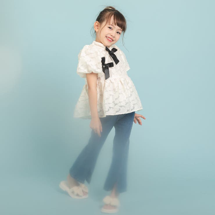 センタースリットデザインフレアデニムパンツ[品番:VINK0001696 センタースリットデザインフレアデニムパンツ[品番:VINK0001696