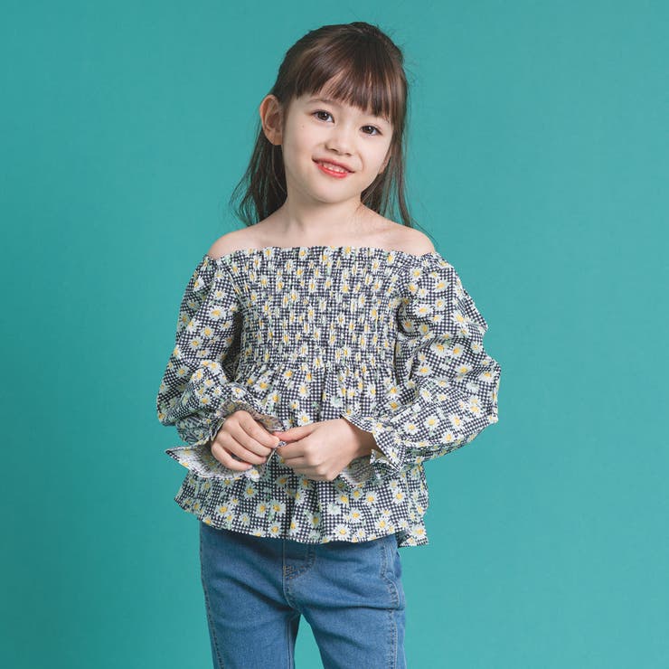 フラワープリントシャーリングペプラムトップス[品番：VINK0002327]｜URBAN CHERRY（アーバンチェリー）のキッズファッション通販｜SHOPLIST（ショップリスト）