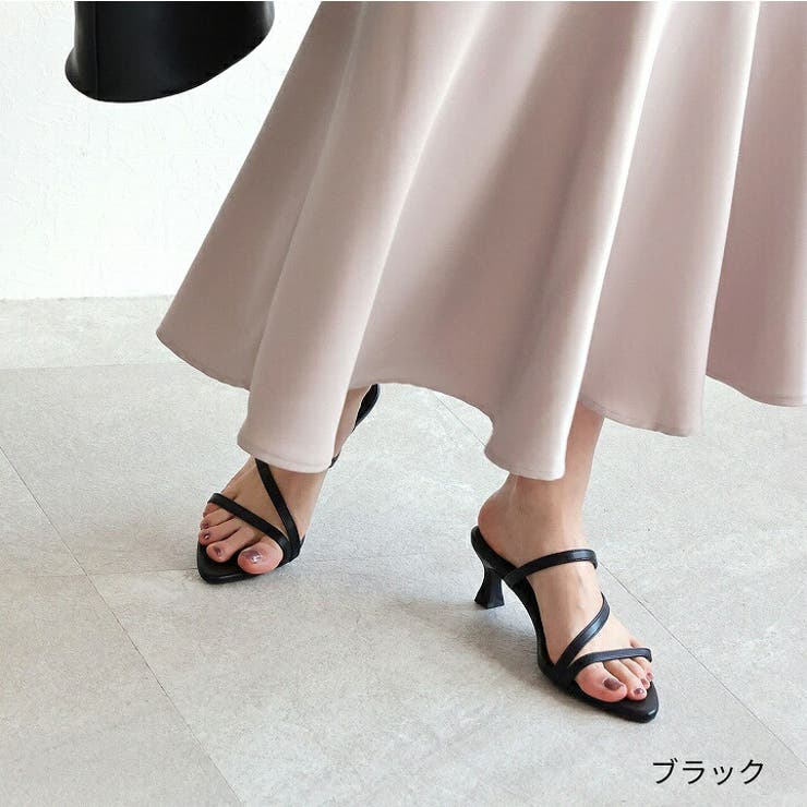 ポインテッドトゥアシメ華奢ストラップサンダル[品番 ポインテッドトゥアシメ華奢ストラップサンダル[品番