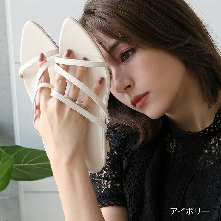 ポインテッドトゥアシメ華奢ストラップサンダル[品番 ポインテッドトゥアシメ華奢ストラップサンダル[品番