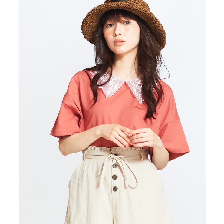 シアー衿付キ刺繍ロゴTシャツ WE19SM07-L1945[品番：WG010038809]｜WEGO【WOMEN】（ウィゴー）のレディース ...