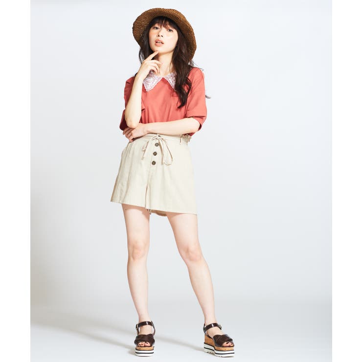 シアー衿付キ刺繍ロゴTシャツ WE19SM07-L1945[品番：WG010038809]｜WEGO【WOMEN】（ウィゴー）のレディース ...