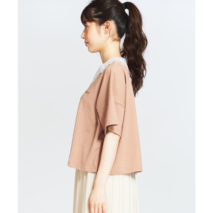 シアー衿付キ刺繍ロゴTシャツ WE19SM07-L1945[品番：WG010038809]｜WEGO【WOMEN】（ウィゴー）のレディース ...