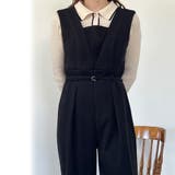 Vネックハイウエストベルト付きサロペット[品番:AMTW0009818 Vネックハイウエストベルト付きサロペット[品番:AMTW0009818
