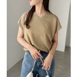 ニットソー フレンチスリーブ Vネック[品番:AZ000002663 ニットソー フレンチスリーブ Vネック[品番:AZ000002663