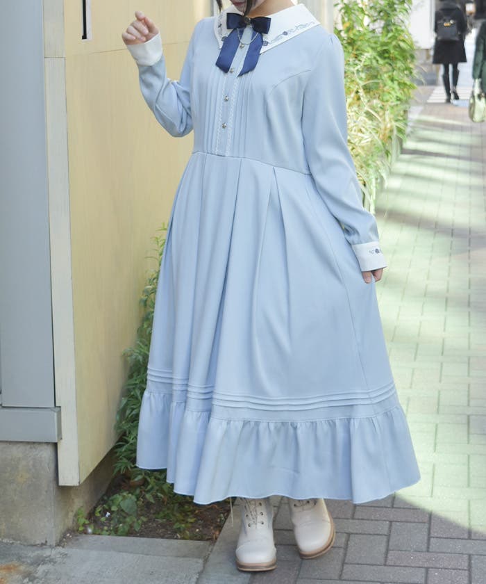 【茶】リボンセット刺繍ロングワンピース[品番：IGAW0007418]｜axes femme（アクシーズファム）のレディースファッション通販 ...