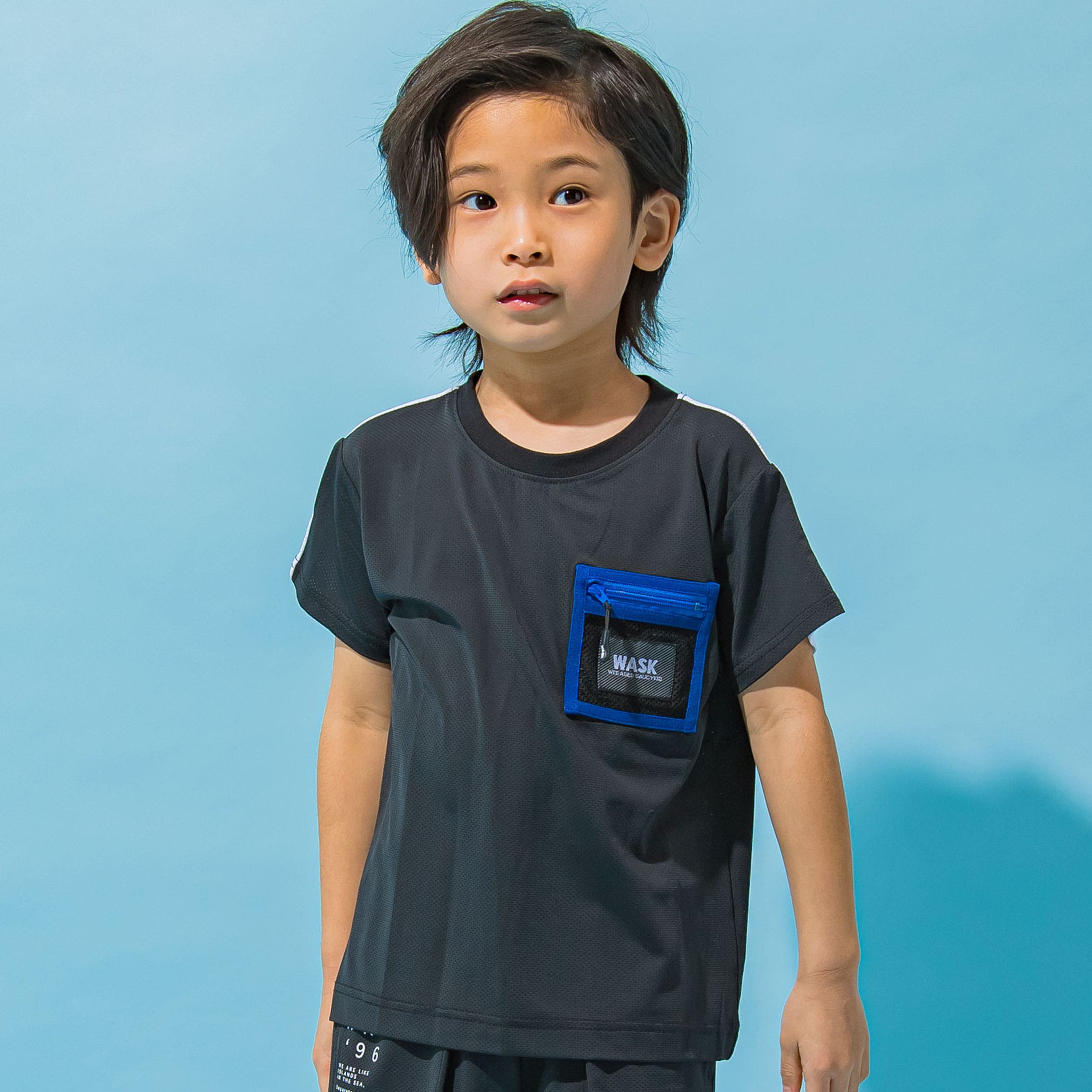 【ブルー】速乾メッシュポケット配色Tシャツ[品番：BEBK0006637]｜WASK（ワスク）のキッズファッション通販｜SHOPLIST（ショップリスト）