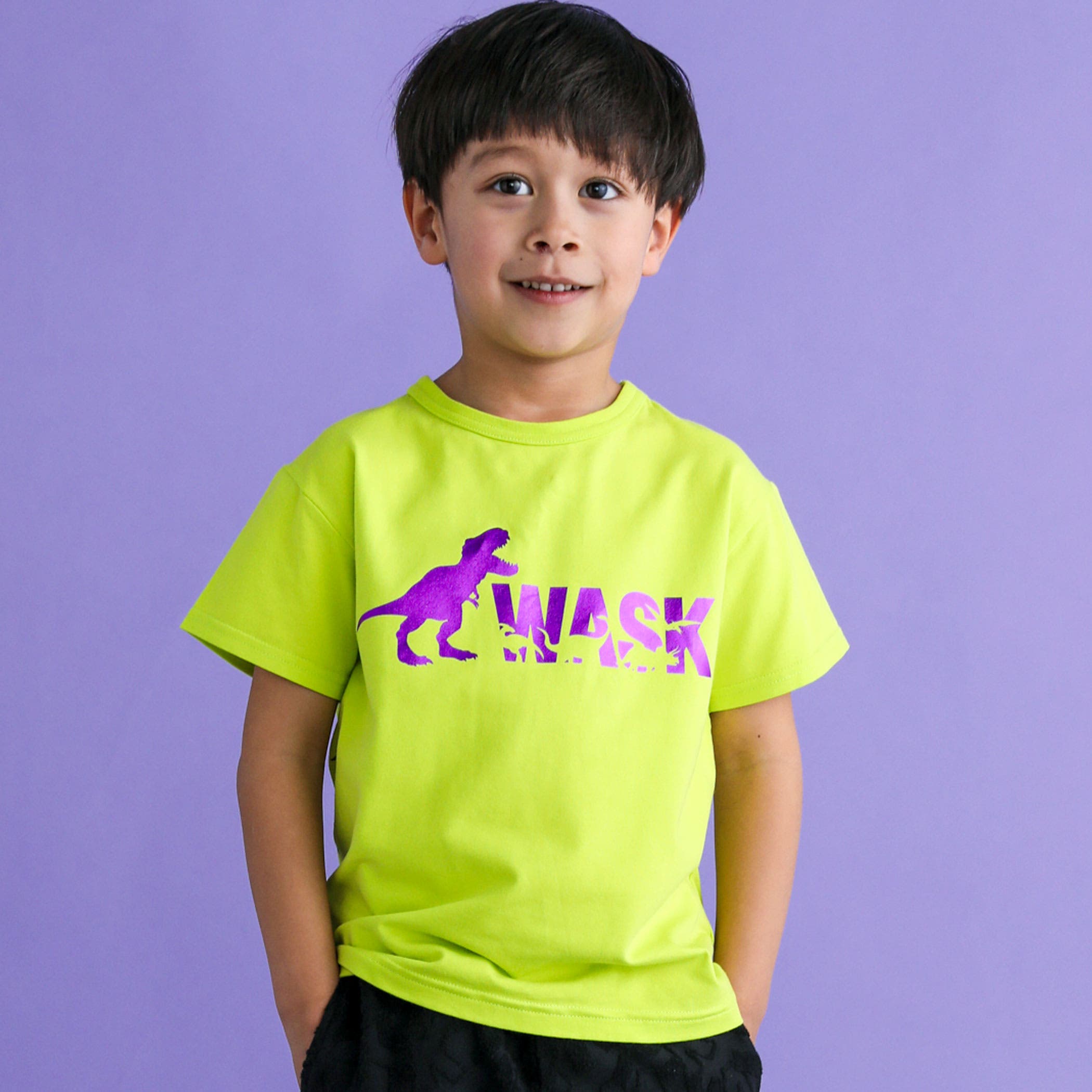 【速乾】恐竜箔プリント総柄天竺Tシャツ(100~160cm)[品番：BEBK0008945]｜WASK（ワスク）のキッズファッション通販｜SHOPLIST（ショップリスト）