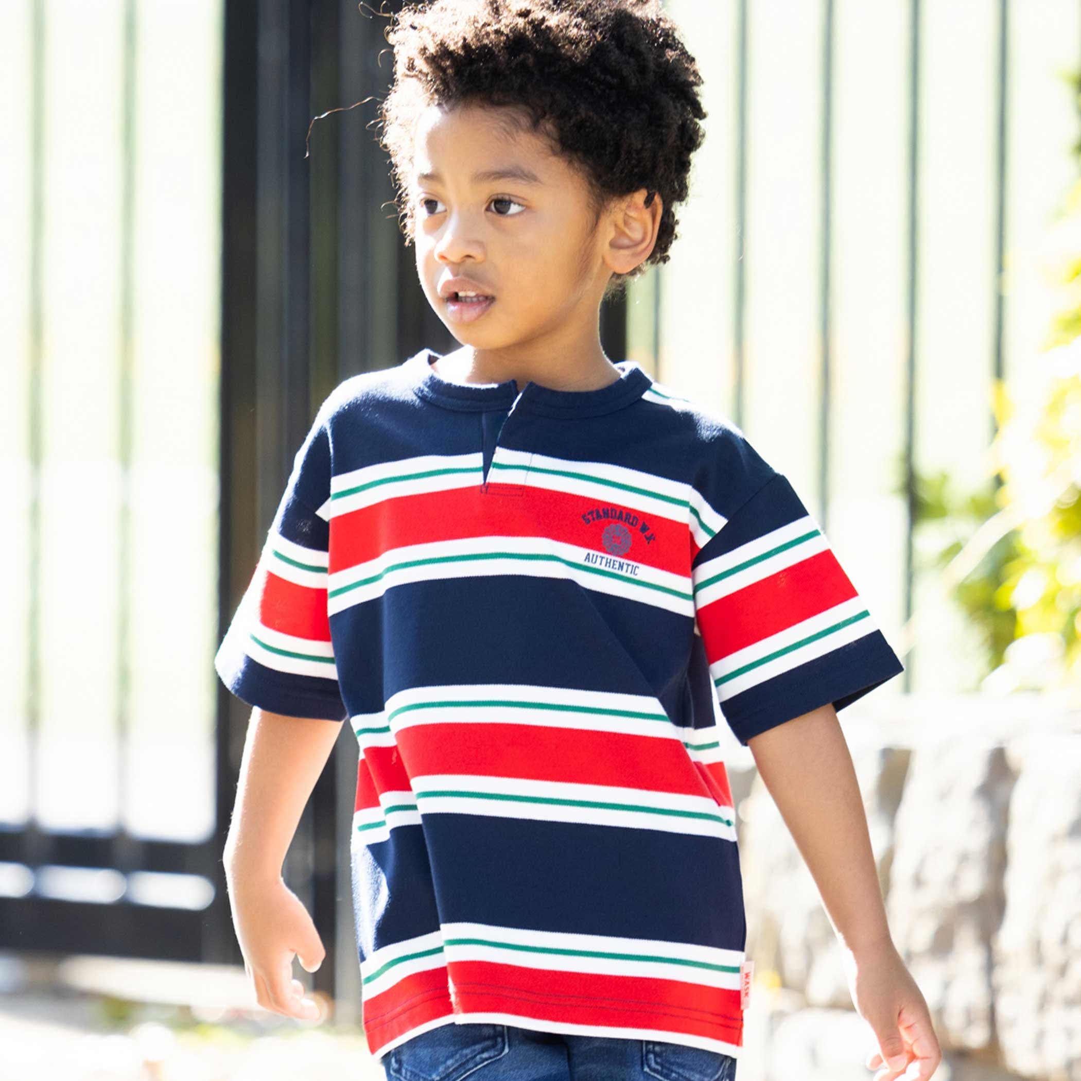 ヘンリーネックカノコマルチボーダーTシャツ(110~160cm)[品番：BEBK0010881]｜WASK（ワスク）のキッズファッション通販｜SHOPLIST（ショップリスト）