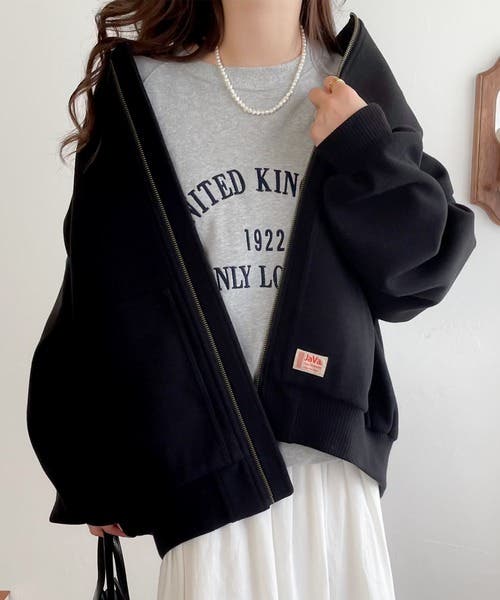 【ブラウン】《Javaジャバコラボ》ゆったりシルエットが旬なライトメルトンライクブルゾン[品番：WZ000004646]｜Classical Elf （クラシカルエルフ）のレディース ...