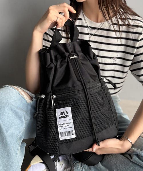 《JaVa ジャバコラボ》毎日の相棒バッグ！メッシュ使い巾着2WAYリュック[品番：WZ000006670]｜Classical Elf （クラシカルエルフ）のレディースファッション通販 ...