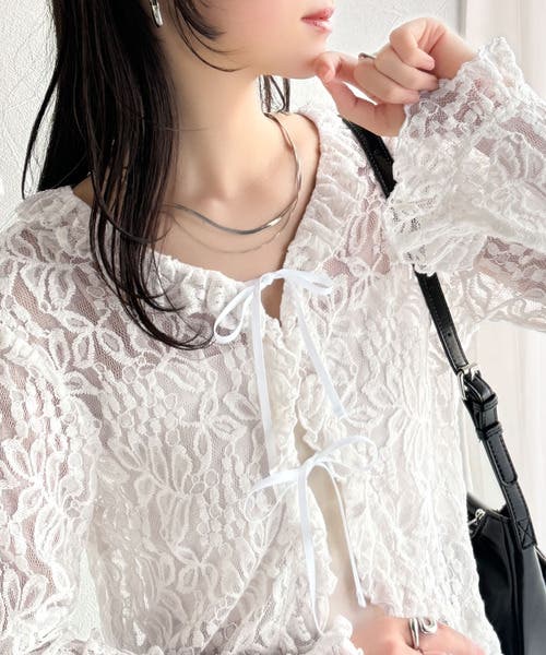 【ブラック】【mily bilet】トレンドが華やか♪花柄レースリボンカーディガン[品番：WZ000005983]｜Classical Elf （クラシカルエルフ）のレディースファッション通販 ...