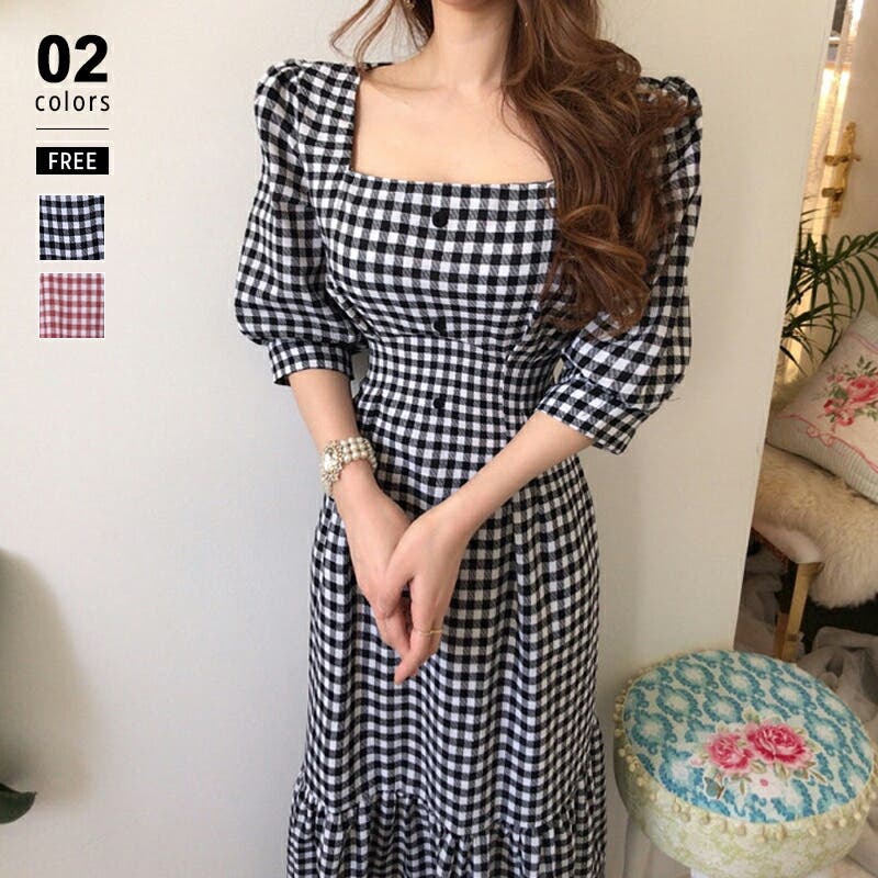 ギンガムチェック ワンピース マーメイドスカート[品番：COCW0005389]｜COCOMOMO（ココモモ）のレディースファッション通販 ...
