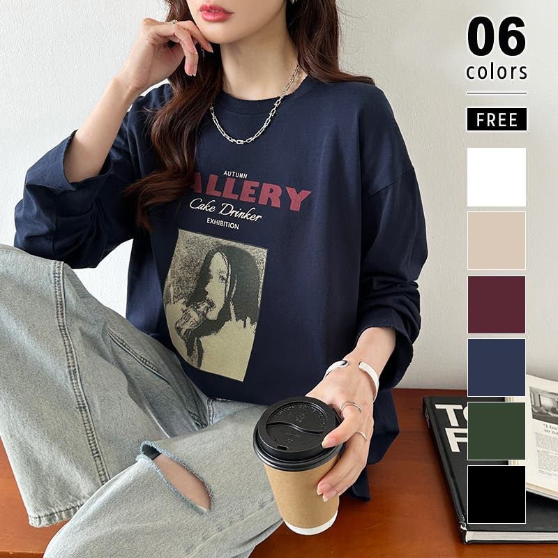 フォトプリントダメージtシャツ ロンT 綿100[品番：COCW0006295]｜COCOMOMO（ココモモ）のレディースファッション通販｜SHOPLIST（ショップリスト）