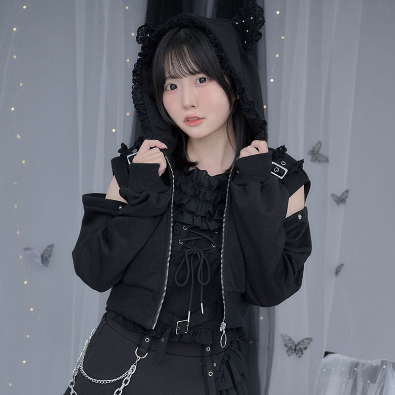 ilililきまぐれニャンコの3wayサブカルパーカー 全1色 フーディ[品番：PBIW0003150]｜ililil（イルイルイル）のレディースファッション通販｜SHOPLIST（ショップリスト）