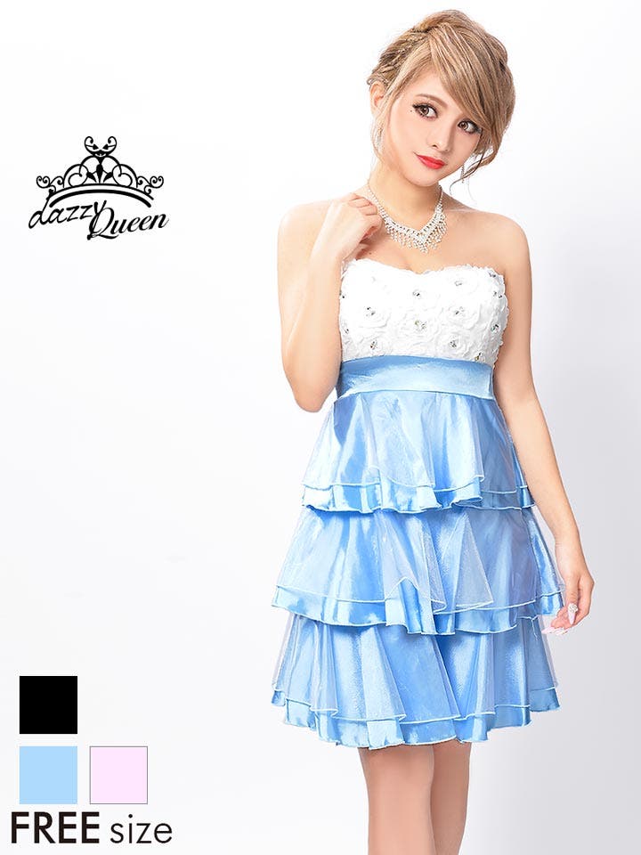 ドレス キャバ ビジュー&パール付リボン付きベアAラインミニドレス[da…[品番：DY000009073]｜Dazzy（デイジー）のレディース ...