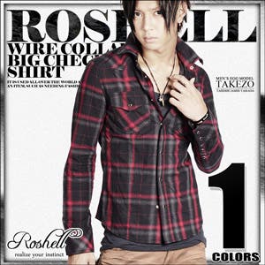 Roshell ワイヤーカラービッグチェックシャツ お兄系 Men[品番：JG000004834]｜JIGGYS SHOP（ジギーズショップ ...