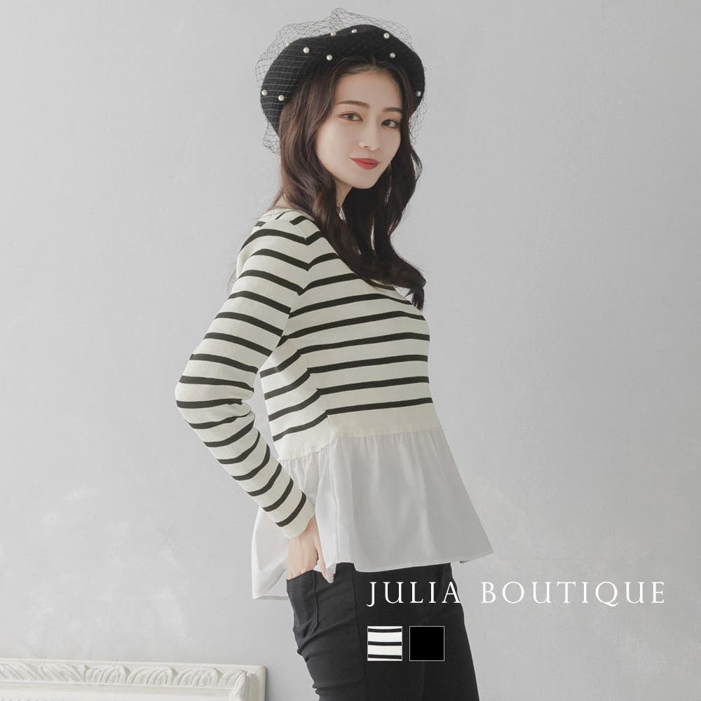 ペプラムドッキングニットトップス/23541[品番：BA000005592]｜JULIA BOUTIQUE（ジュリアブティック）のレディース ...