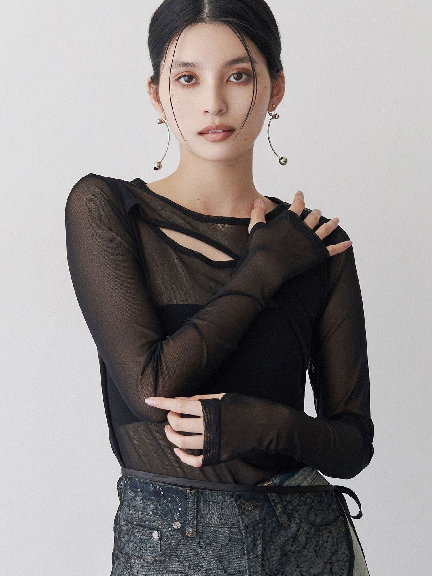 カラーブロックシアートップス[品番：MKSW0062894]｜MURUA（ムルーア）のレディースファッション通販｜SHOPLIST（ショップリスト）