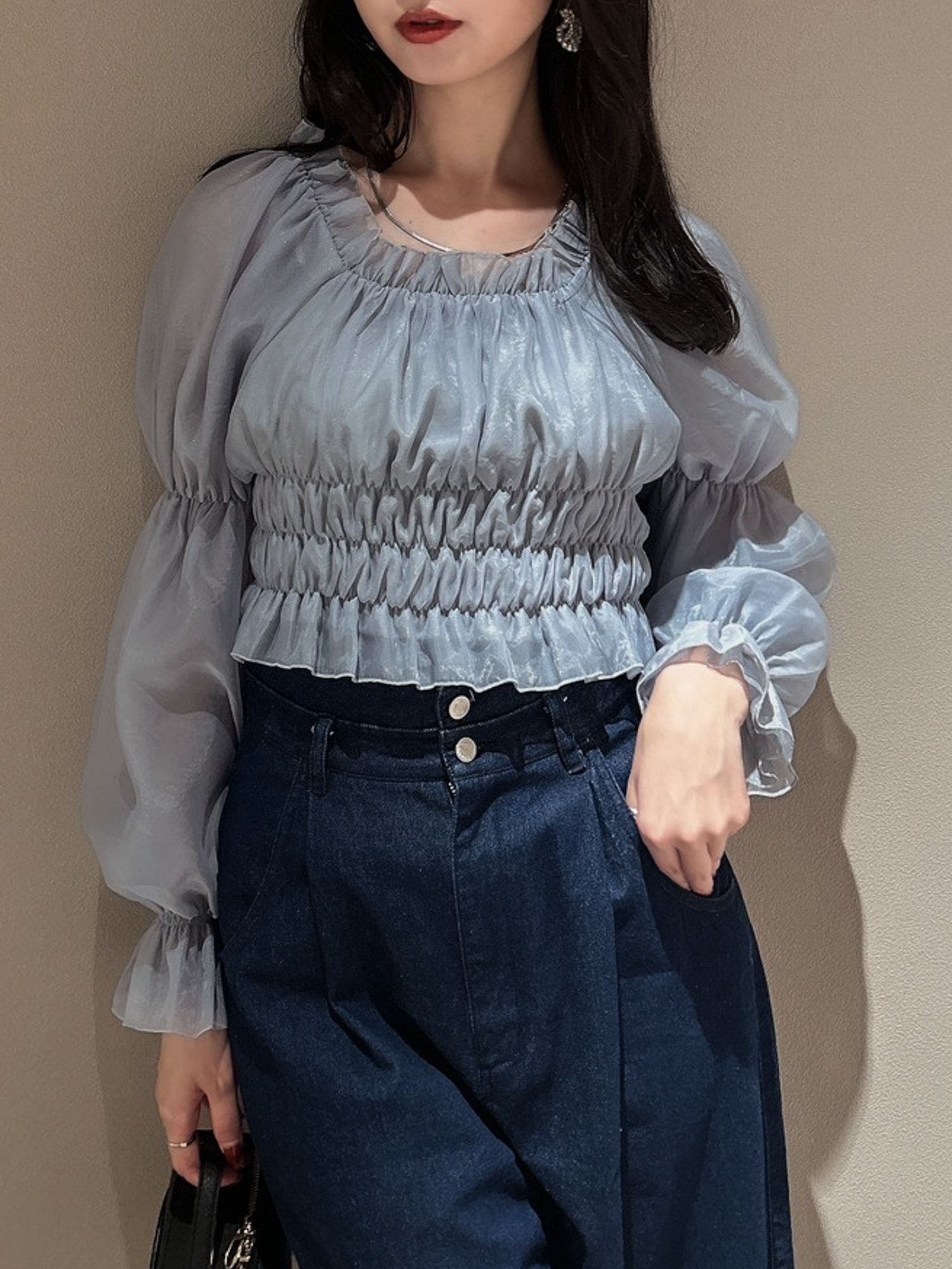 バルーンオーガンチュール長袖ブラウス[品番：MKSW0053399]｜dazzlin（ダズリン）のレディースファッション通販｜SHOPLIST（ショップリスト）