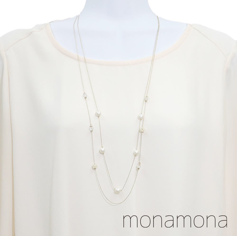 パール＆くす玉パールステーション2連ネックレス[品番：SURA0000025]｜monamona（モナモナ）のレディースファッション通販 ...