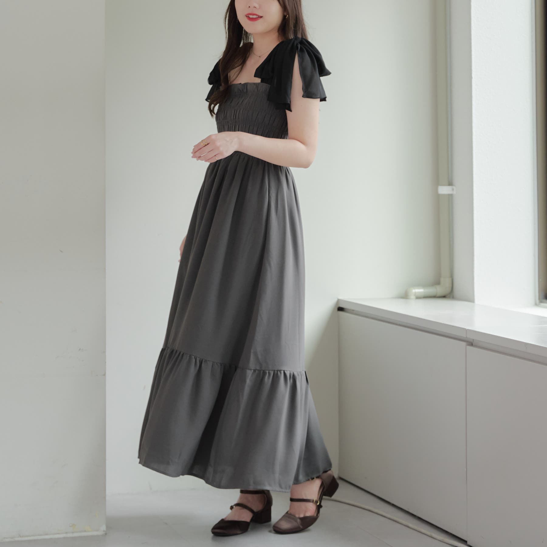 シャーリング肩リボンキャミジャンスカ[品番：OLOW0014236]｜RMAF NICE CLAUP / OLIVE des OLIVE（リマインドミーアンドフォーエバー ナイスクラップ ...