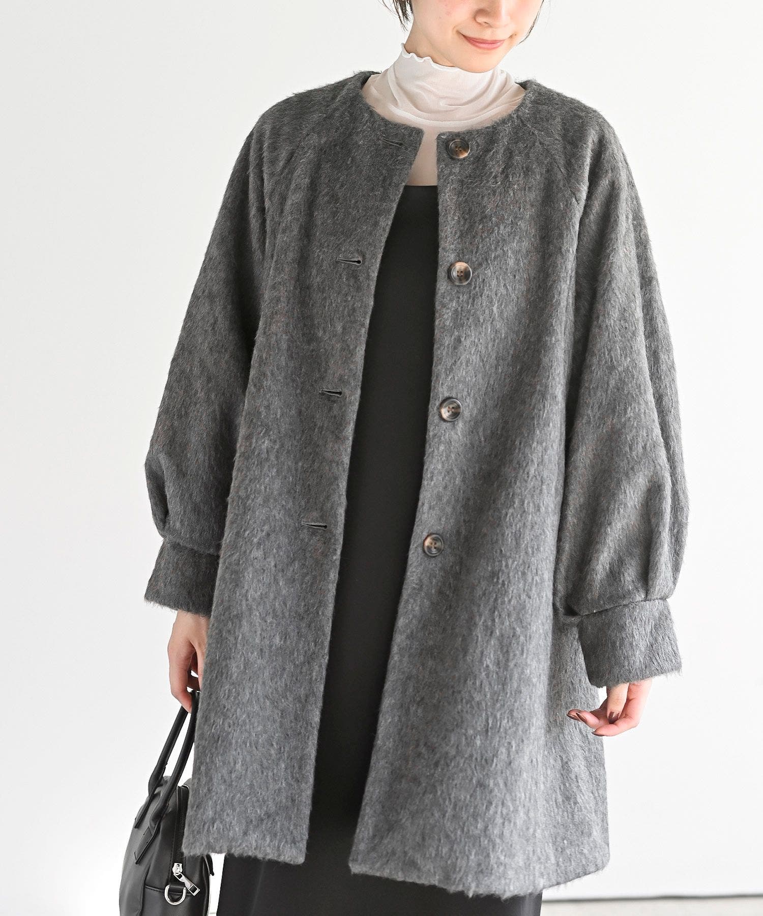 ボリューム袖シャギーノーカラーコート[品番：RPSW0003262]｜rps（アールピーエス）のレディースファッション通販｜SHOPLIST（ショップリスト）