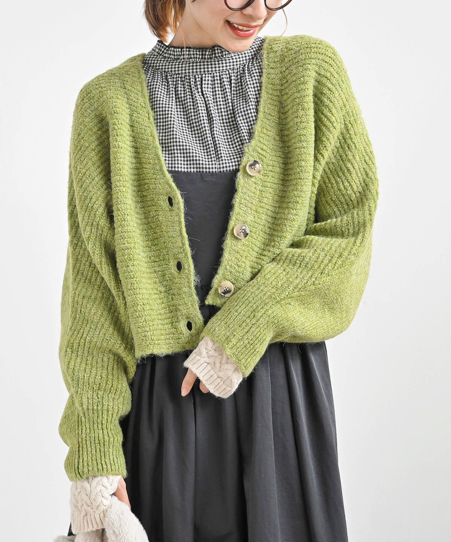 【アイボリー】横編みショートカーディガン[品番：RPSW0002127]｜rps（アールピーエス）のレディースファッション通販｜SHOPLIST（ショップリスト）