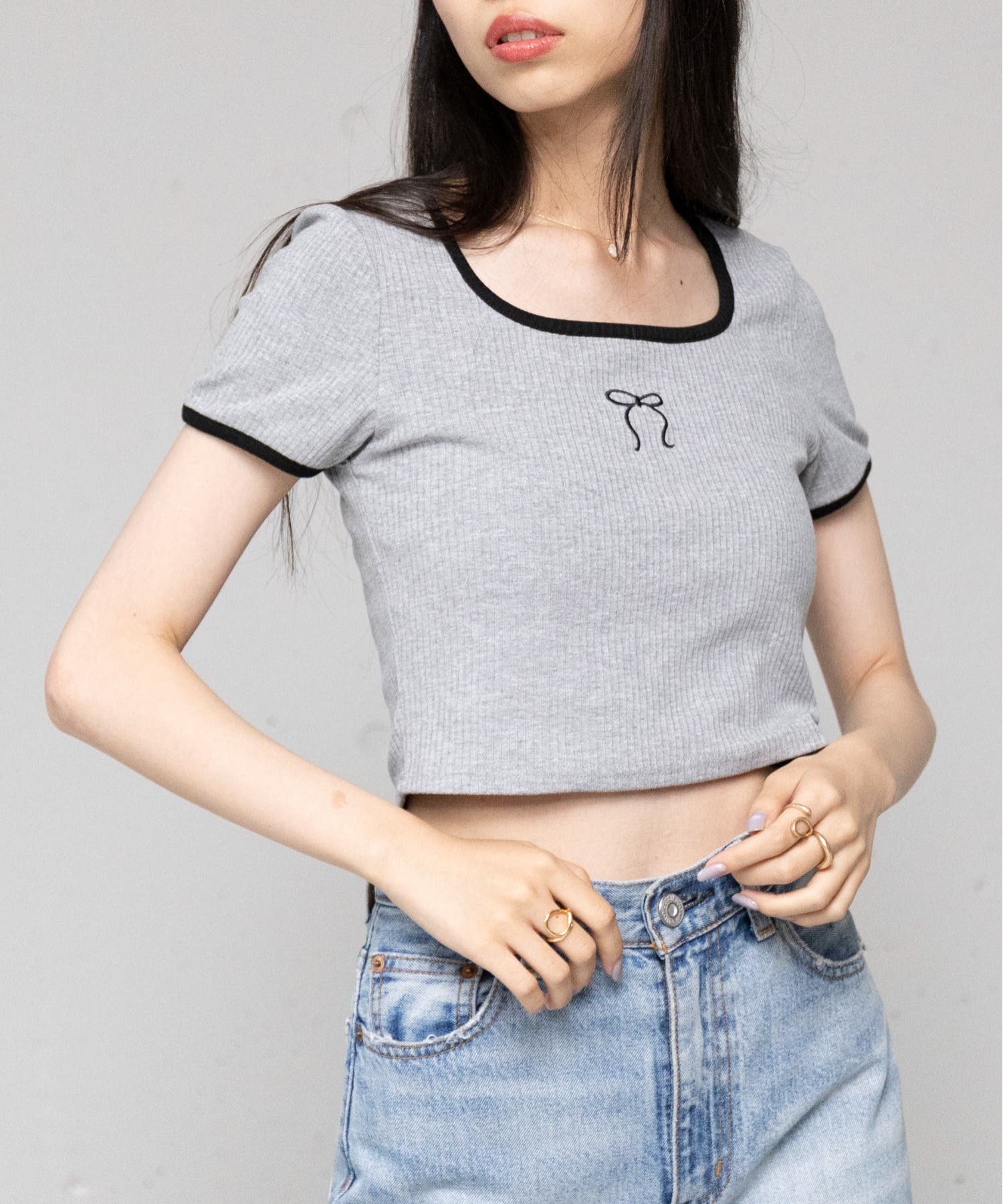 【SETUP7】刺繍リボンバイカラー 半袖Tシャツ SCCH595[品番：TTMW0002300]｜SETUP7【WOMEN】（セットアップセブン）のレディースファッション通販 ...