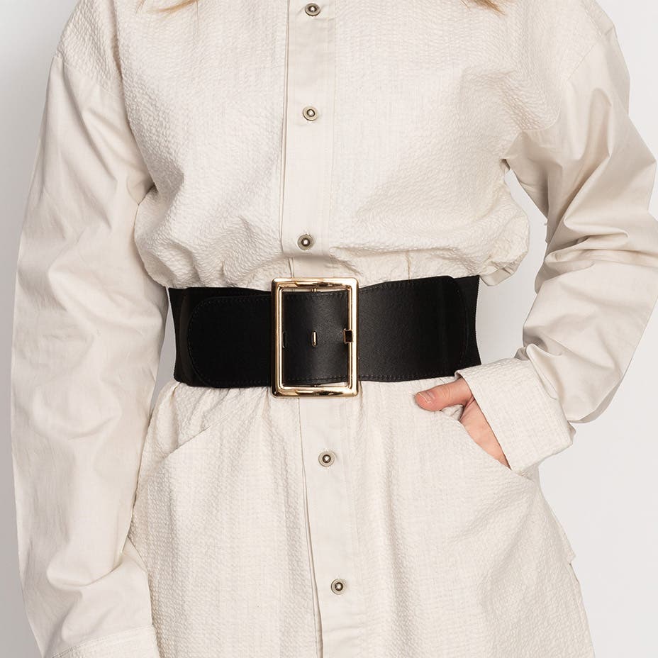 異素材mix スクエアバックル ワイドベルト[品番：XO000005334]｜SVEC（シュベック）のレディースファッション通販｜SHOPLIST（ショップリスト）