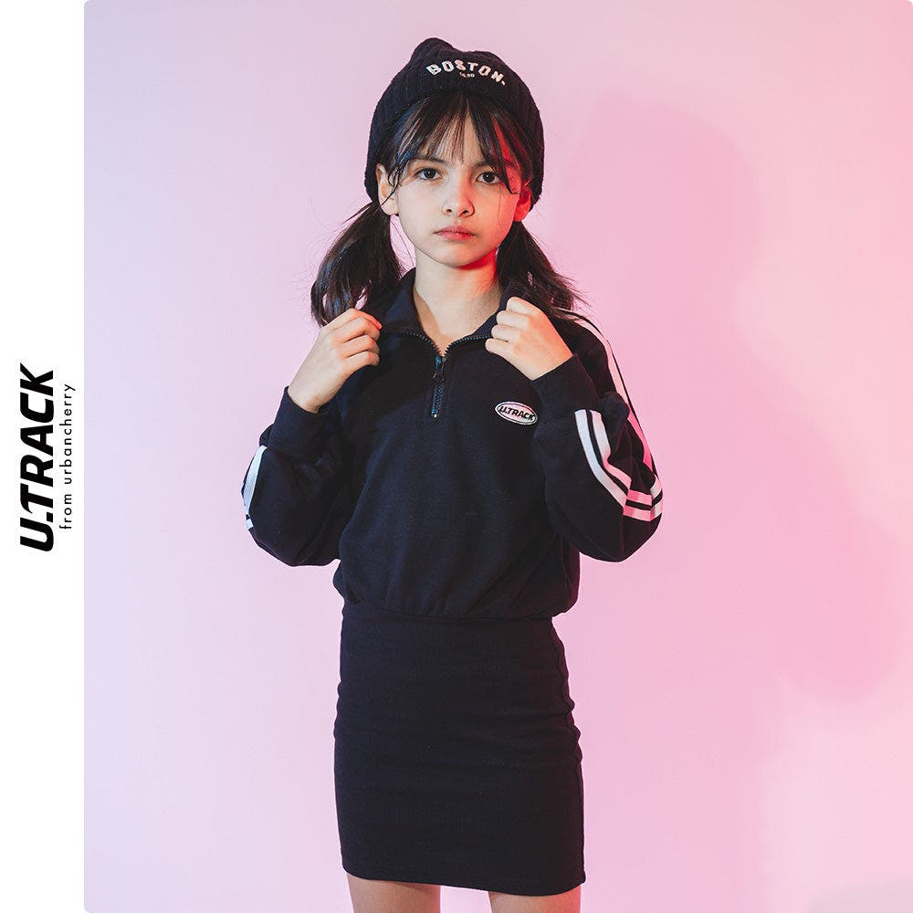 【U.TRACK】ワンポイントサイドラインハーフジップタイトワンピース[品番：VINK0002287]｜URBAN CHERRY（アーバンチェリー）のキッズファッション通販｜SHOPLIST ...