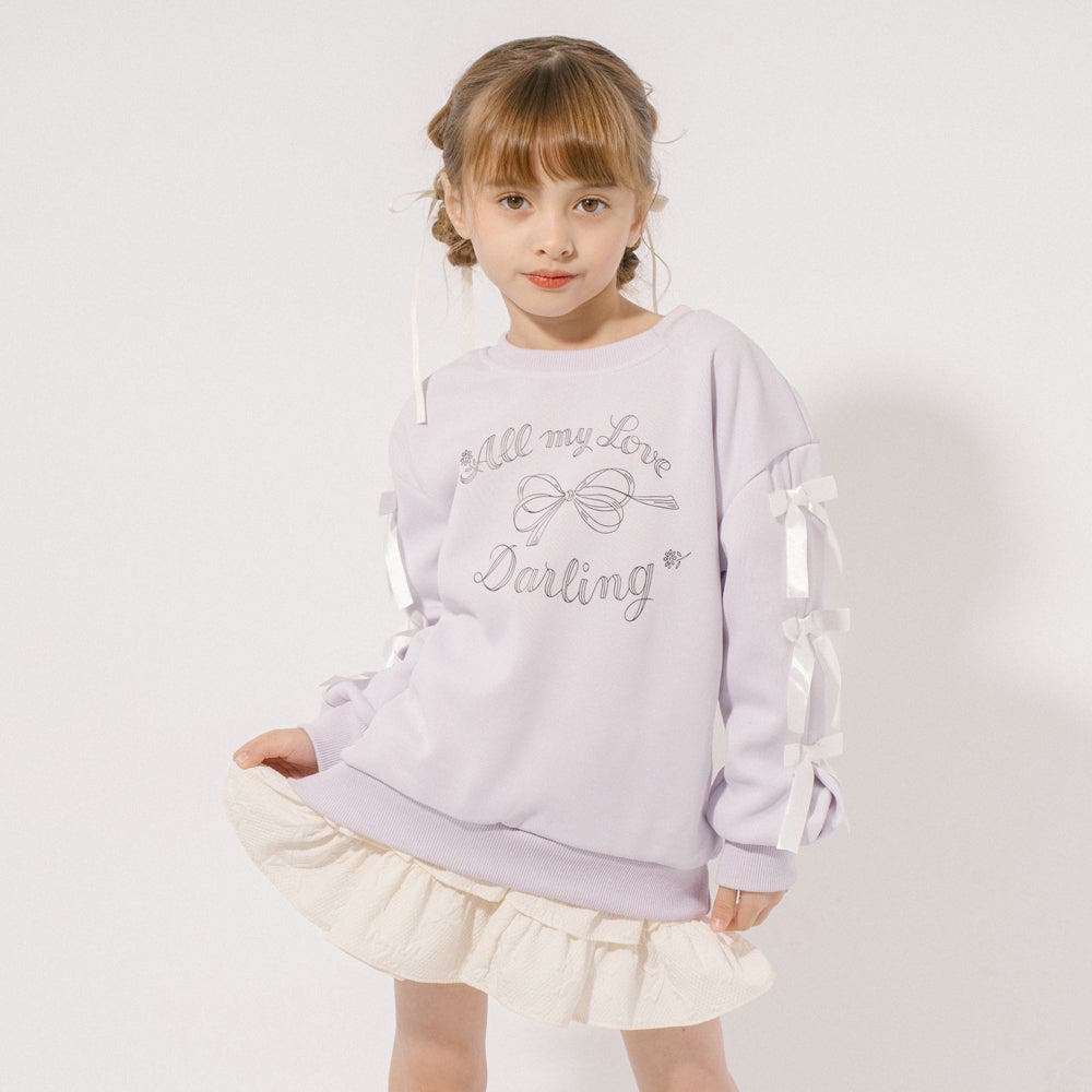 サイドリボンデザインロゴプリントトレーナー[品番：VINK0003258]｜URBAN CHERRY（アーバンチェリー）のキッズファッション通販｜SHOPLIST（ショップリスト）