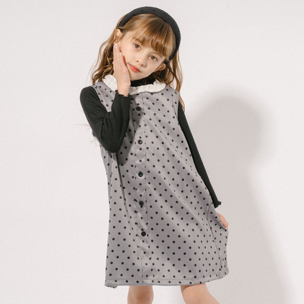 【2点セット】クロップドトップス＋ドットノースリーブワンピース[品番：VINK0003269]｜URBAN CHERRY（アーバンチェリー）のキッズファッション通販｜SHOPLIST（ショップリスト）